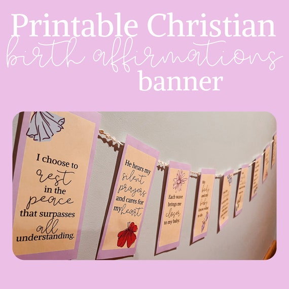 Printable Christian Birth Affirmation Banner Christian Birth | Etsy