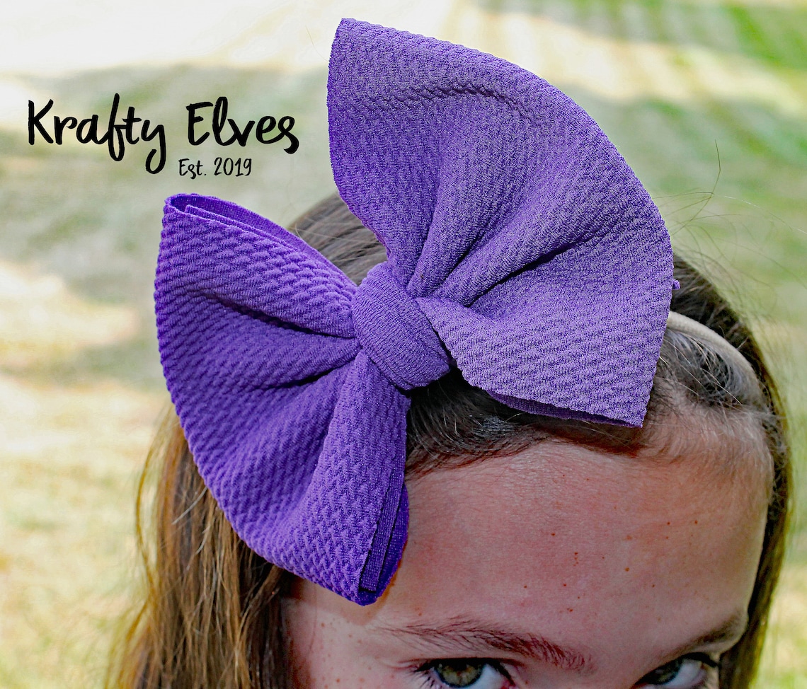 Purple Bullet Fabric Bow-Fall Liverpool Fabric Bow Big Messy | Etsy