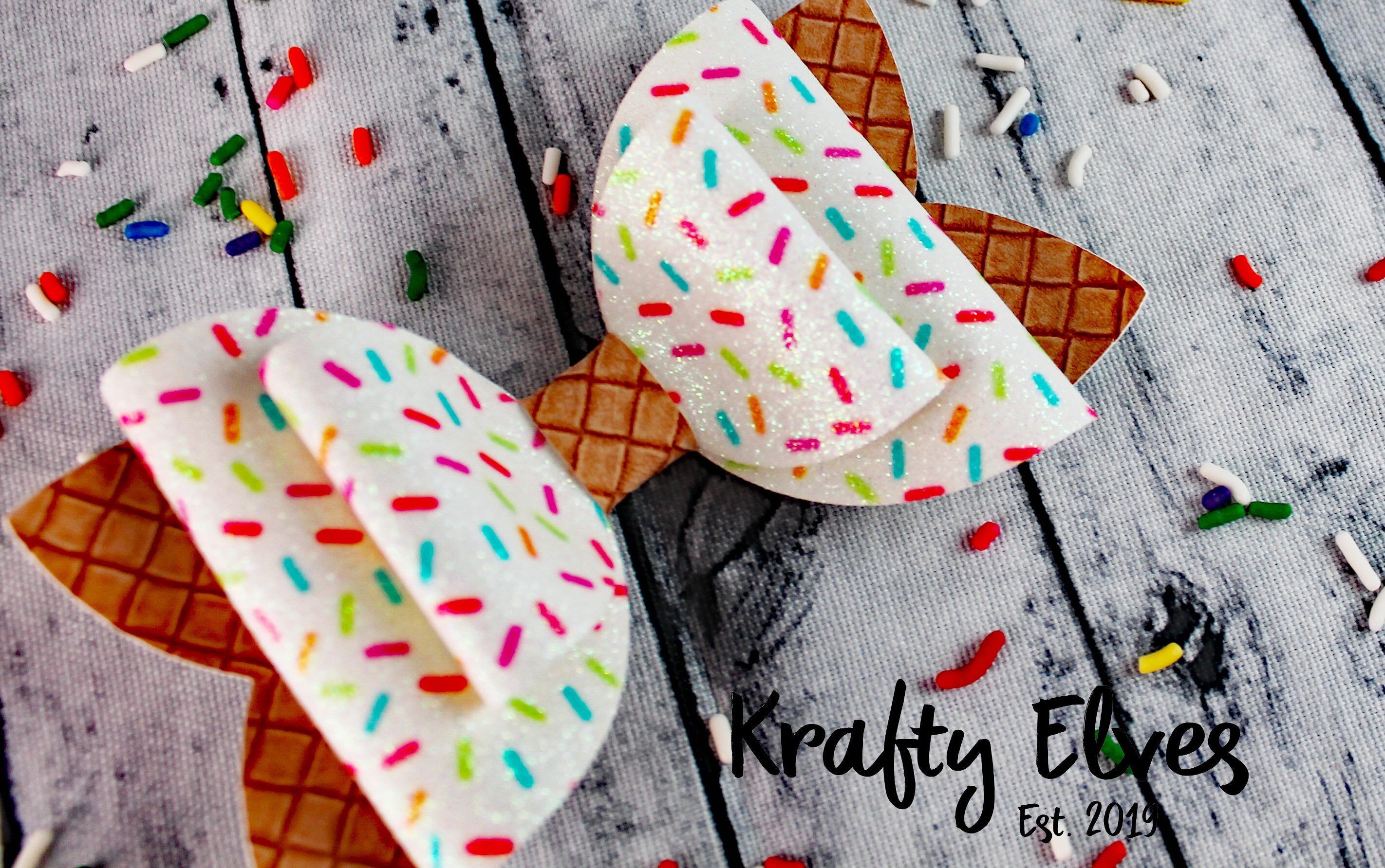 Ice Cream Bow Glitter Ice Cream Clip Sweet Treats Bows | Etsy