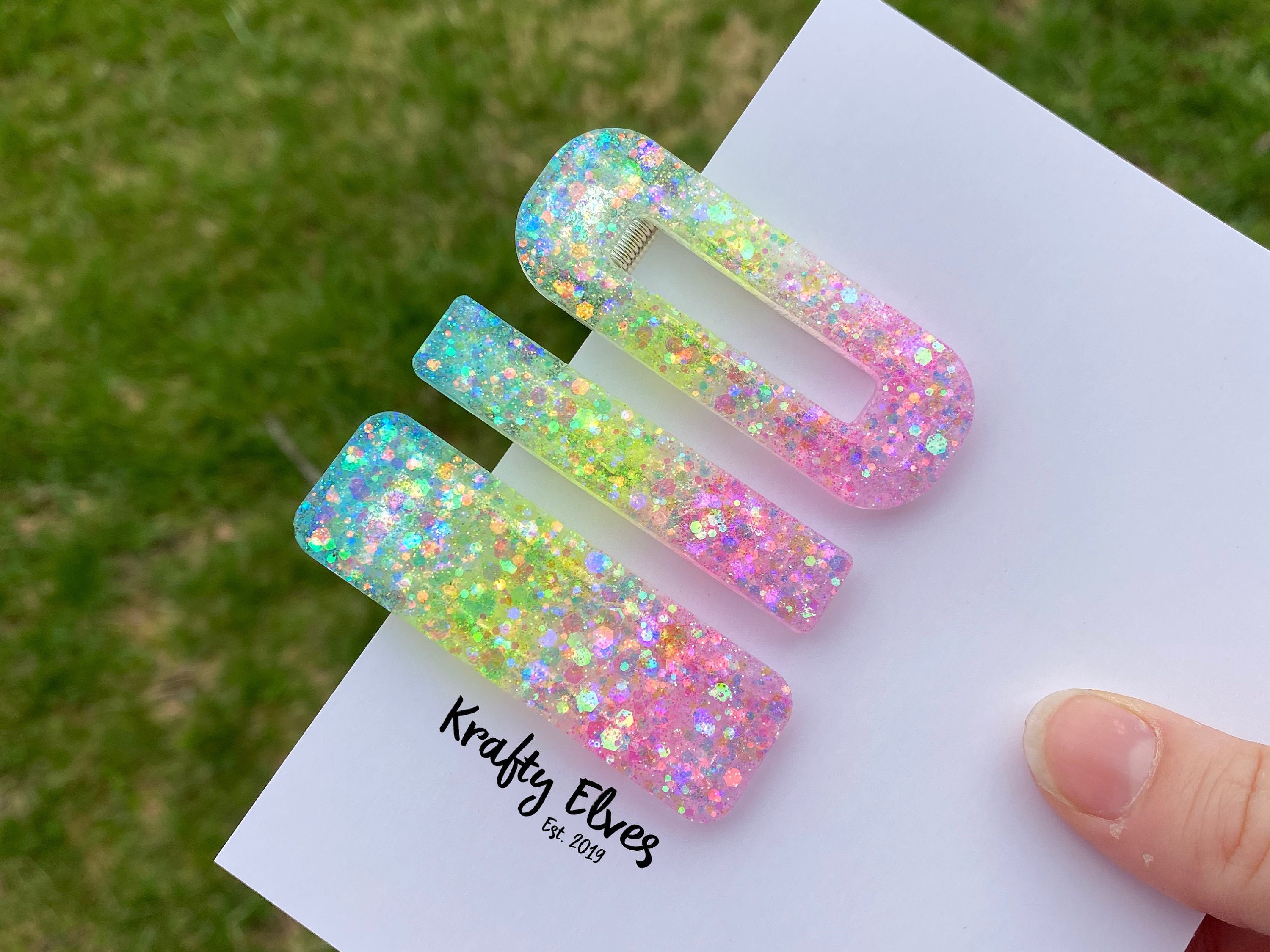 Pastel Ombre Rainbow Hair Clip Spring Hair Clip Resin Hair - Etsy