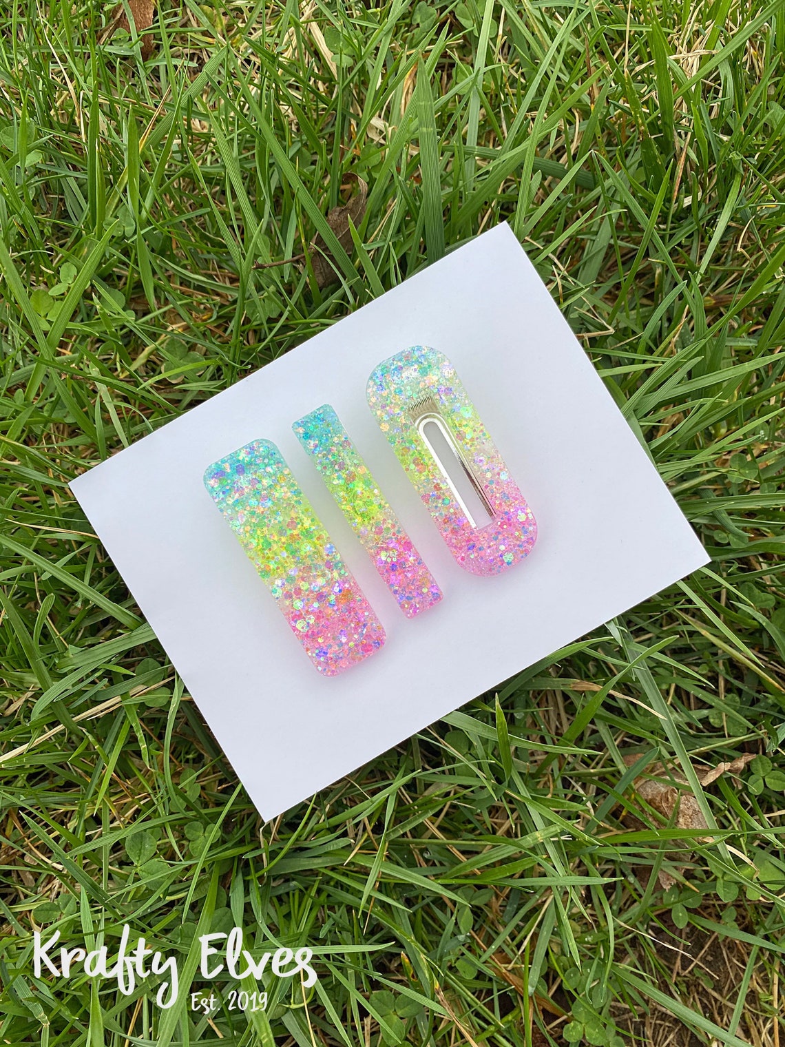 Pastel Ombre Rainbow Hair Clip Spring Hair Clip Resin Hair - Etsy