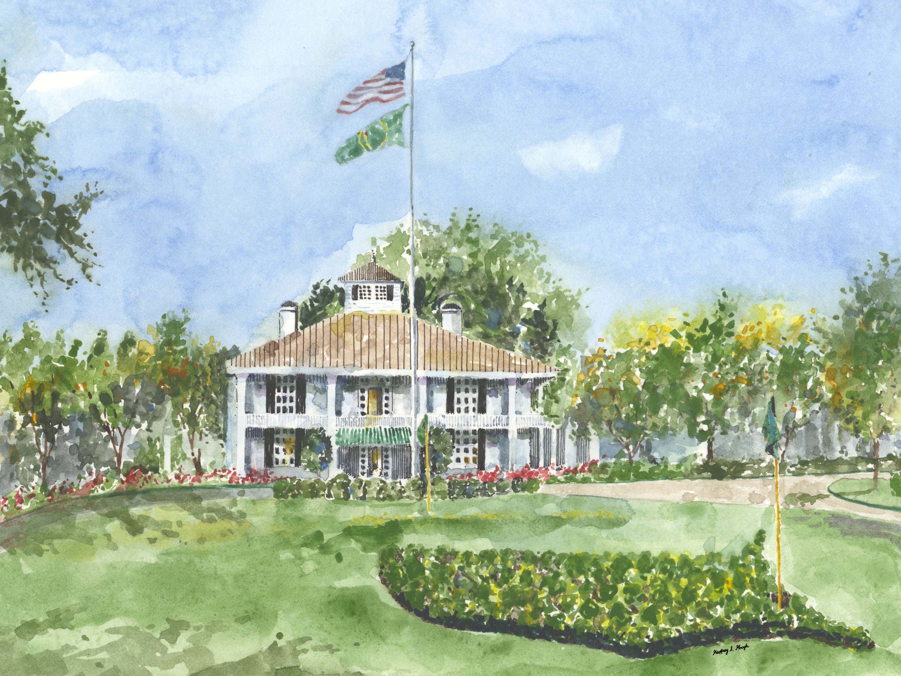 Augusta Golf Club the Masters Watercolor Print - Etsy