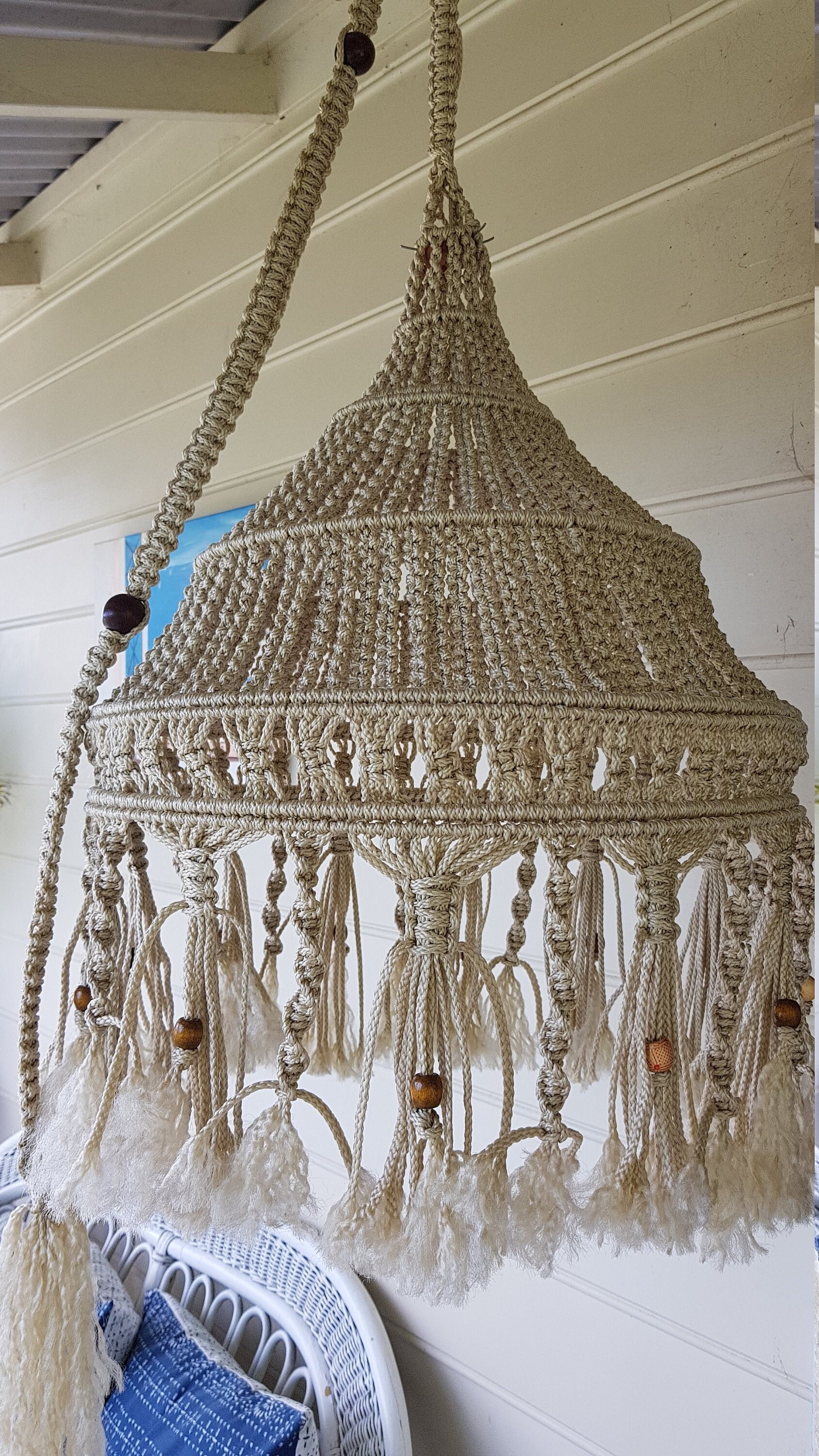 SOLD Macrame Lamp Shade ; Light Shade, Macrame Pendant Light - Etsy ...