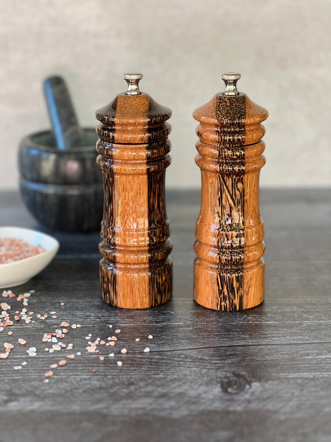 6" Black-red Palm Professional Gourmet Fresh Ground Pepper & Salt Mills ...