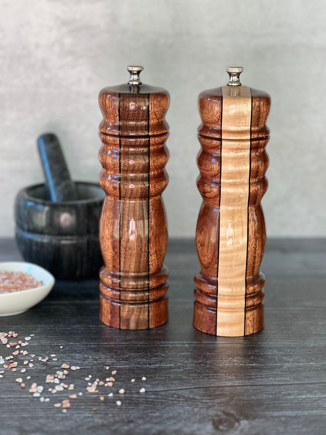 8 Mahogany-walnut-maple Professional Gourmet Fresh Ground Pepper & Salt ...