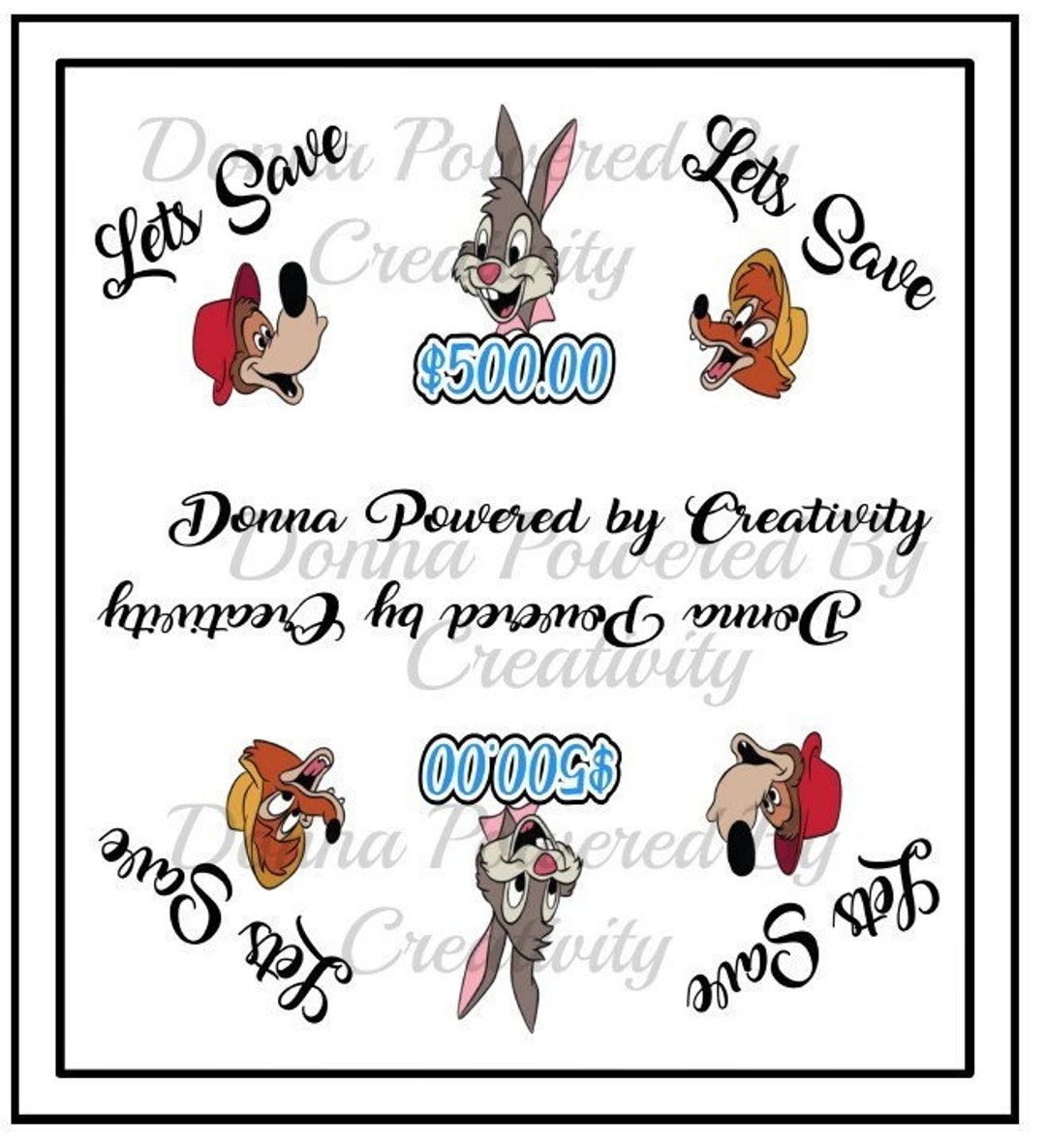 Donna Powered by Creativity ENVELOPE Lets Save B Rabbit 500.00 Saving ...