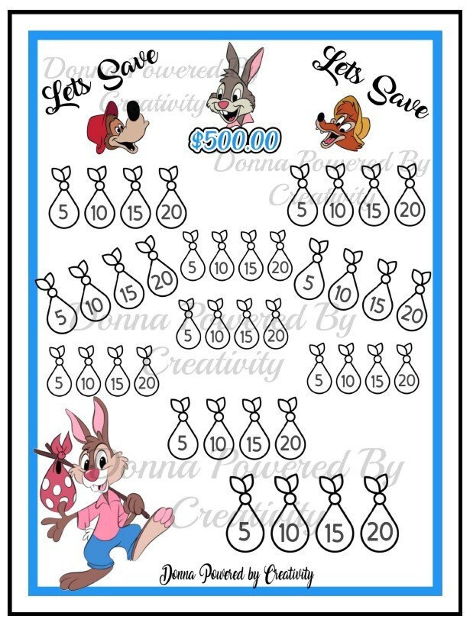 Donna Powered by Creativity Lets Save B Rabbit 500.00 Saving Challenge ...