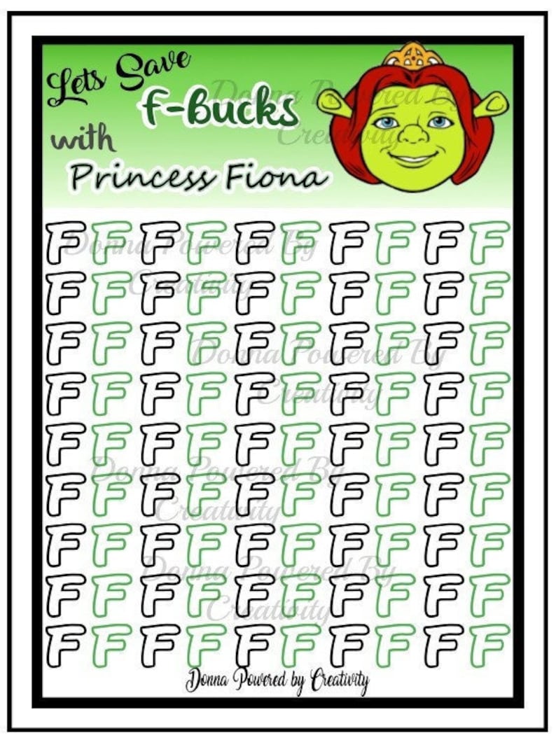 Donna Powered by Creativity Lets Save F-BUCKS Fiona Saving Challenge - Etsy