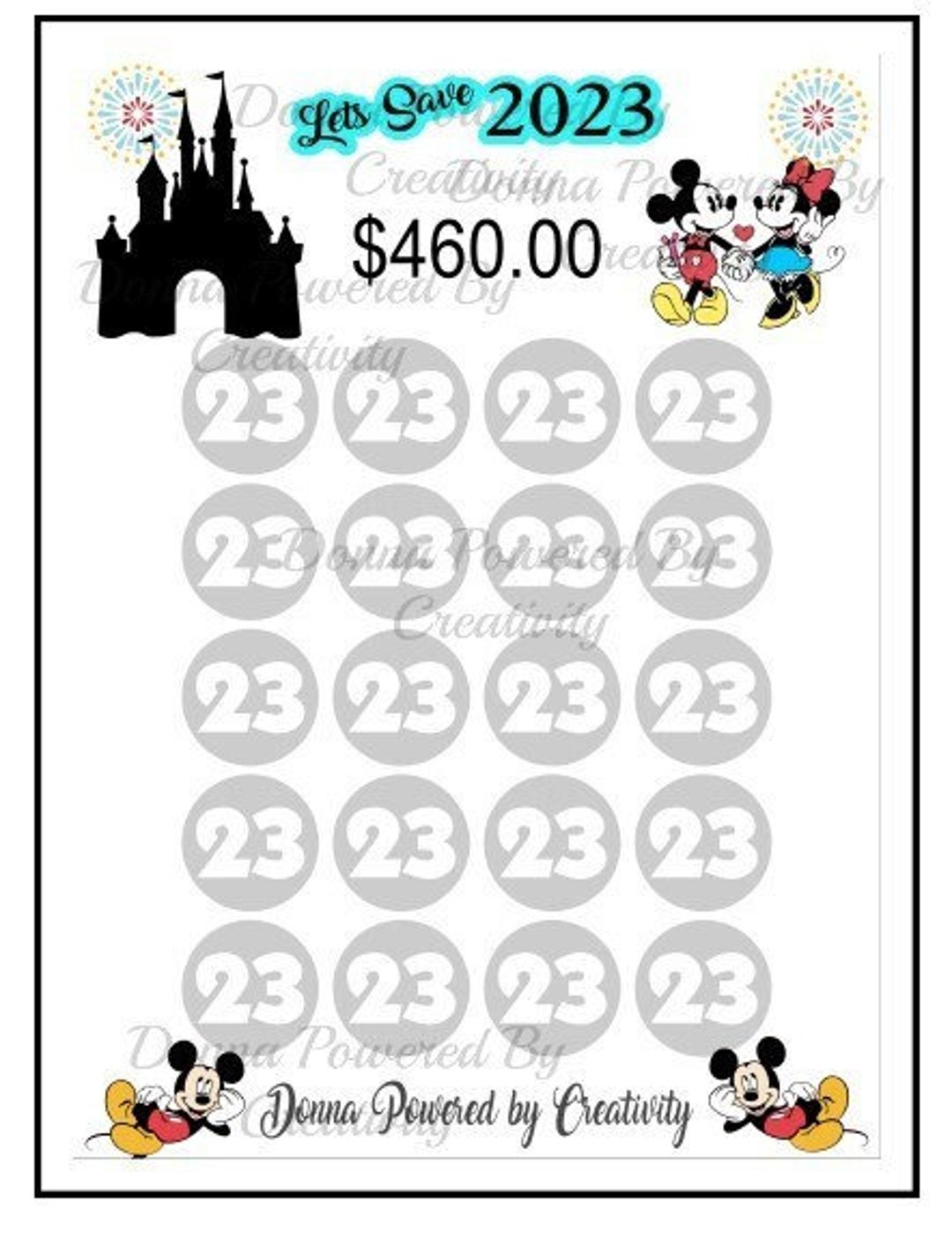 Donna Powered by Creativity Lets Save 23 in 2023 Saving Challenge - Etsy