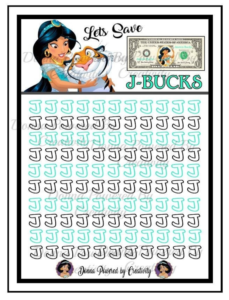 Donna Powered by Creativity Lets Save J-buck Jasmin Saving Challenge - Etsy