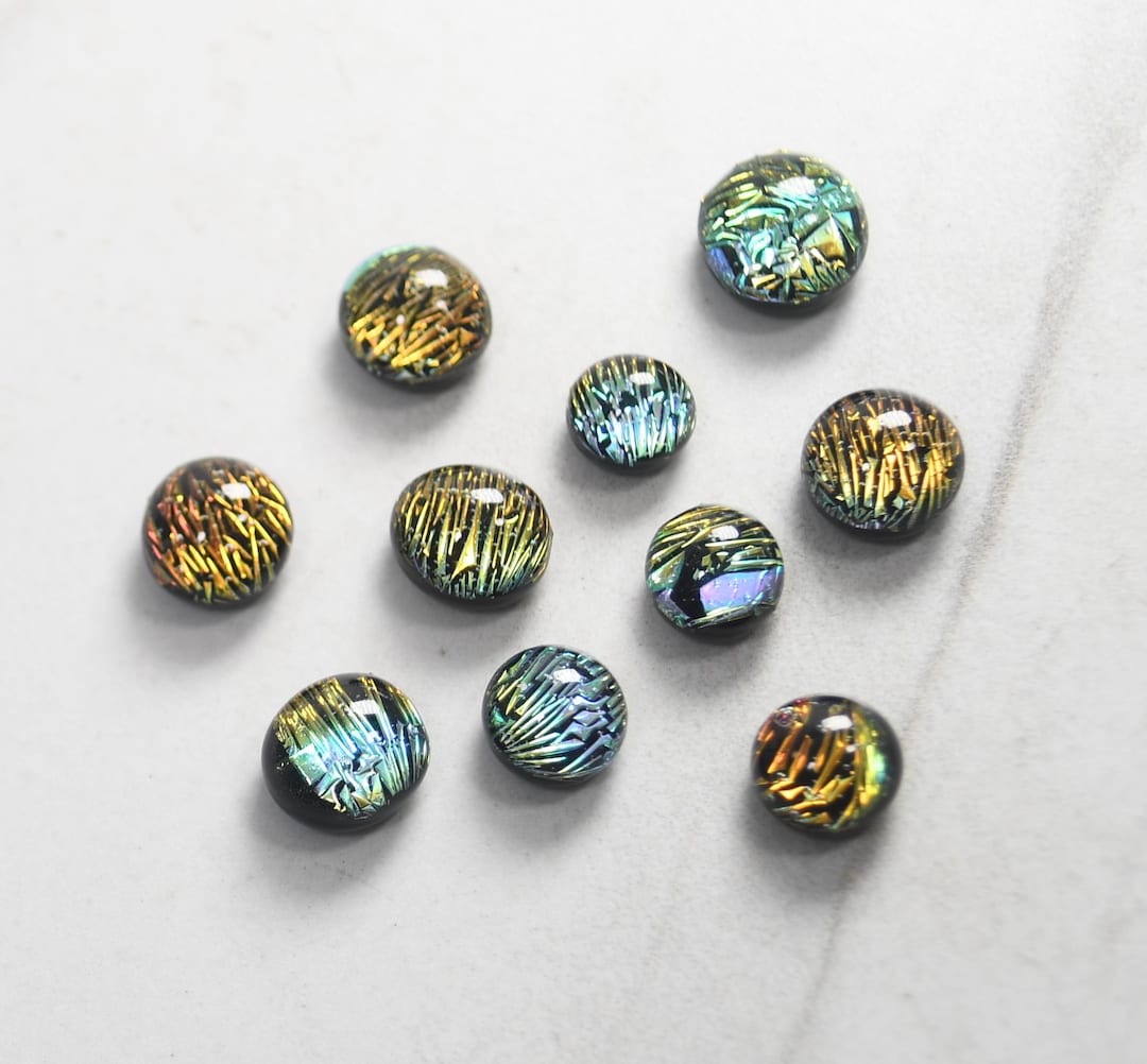 Dichroic Glass Cabochons, COE 96, 10 Glistening Glass Stones, Great ...