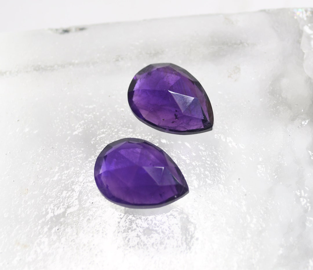 Amethyst Gemstones, Deep Purple Color, Flat Bottoms, Pair of Pear ...