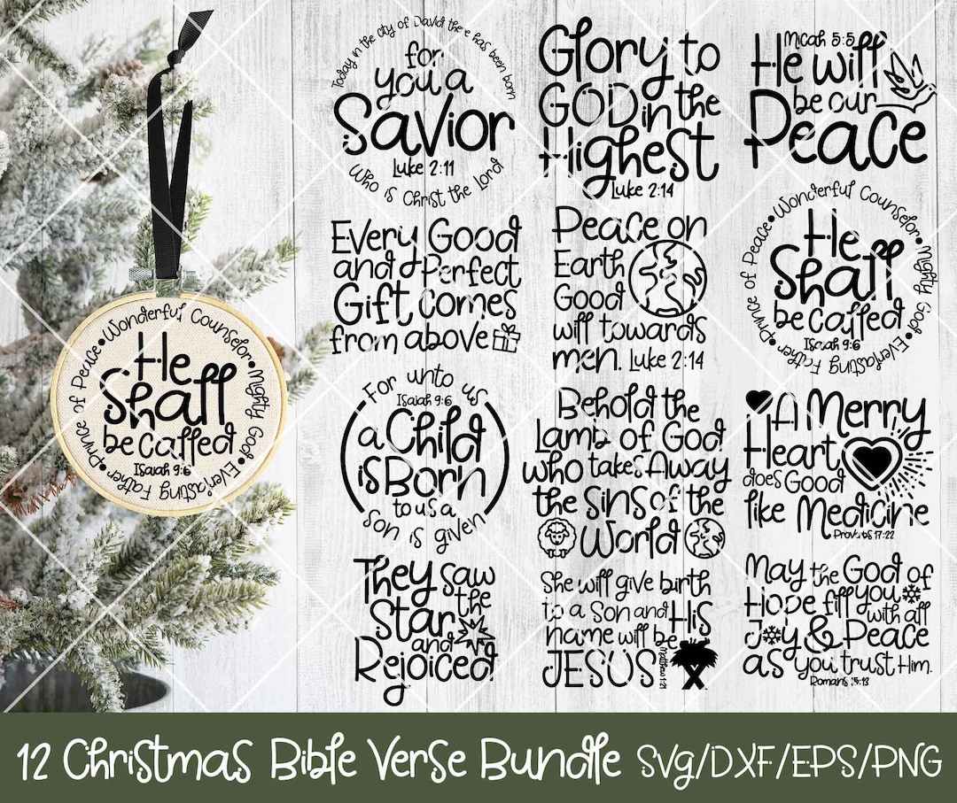 12 Christmas Bible Verse Bundle, Bible Verse Ornaments Svg, Christmas ...