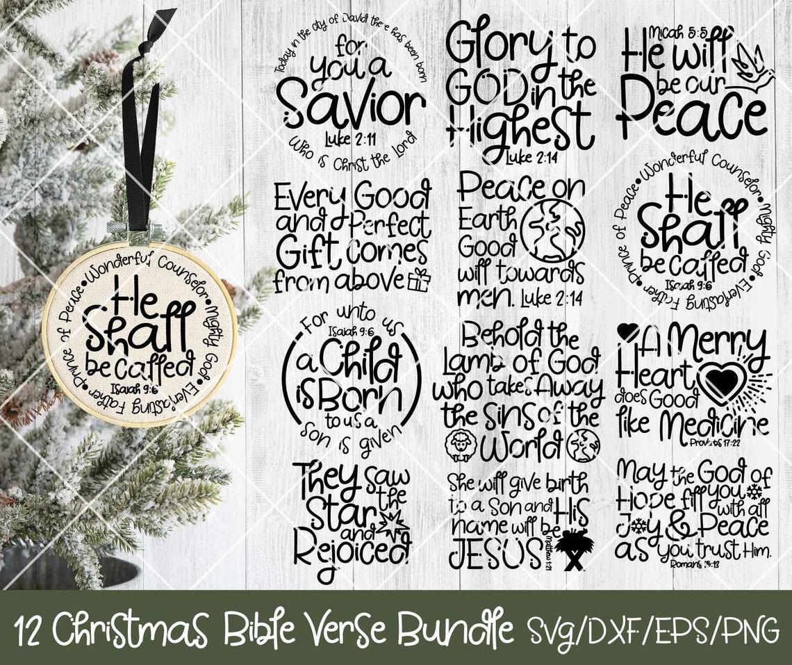 12 Christmas Bible Verse Bundle Bible Verse Ornaments Svg - Etsy
