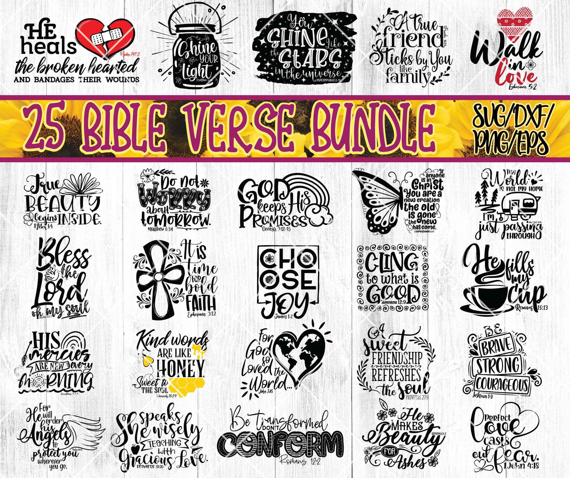 25 Bible Verse Bundle Svg Christian Svg Religious Svg - Etsy