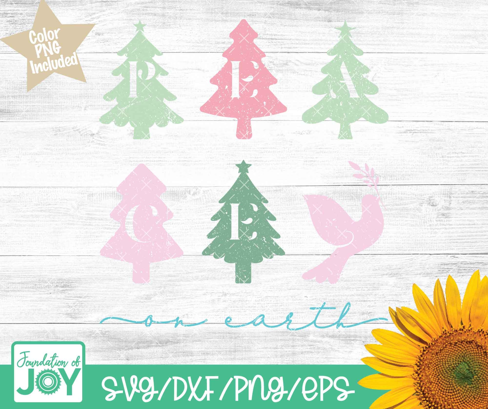 Peace on Earth Svg, Christmas Trees Svg, Dove Svg, Peace Svg, Christmas ...