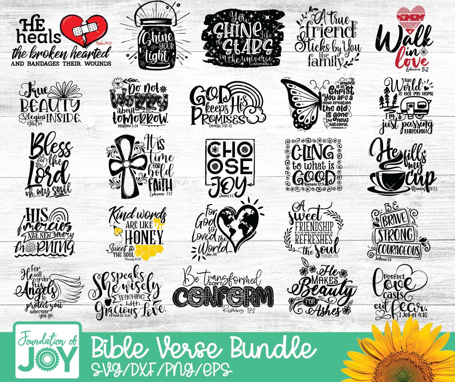 25 Bible Verse Bundle Svg, Christian Svg, Religious Svg, Cricut and ...