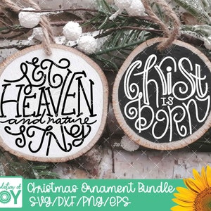 Hand Lettered Religious Christmas Rounds SVG, Christmas Ornament Svg ...