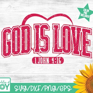 God is Love, Valentine's Day Png, Bible Verse Svg, Glitter Dtf, Varsity ...