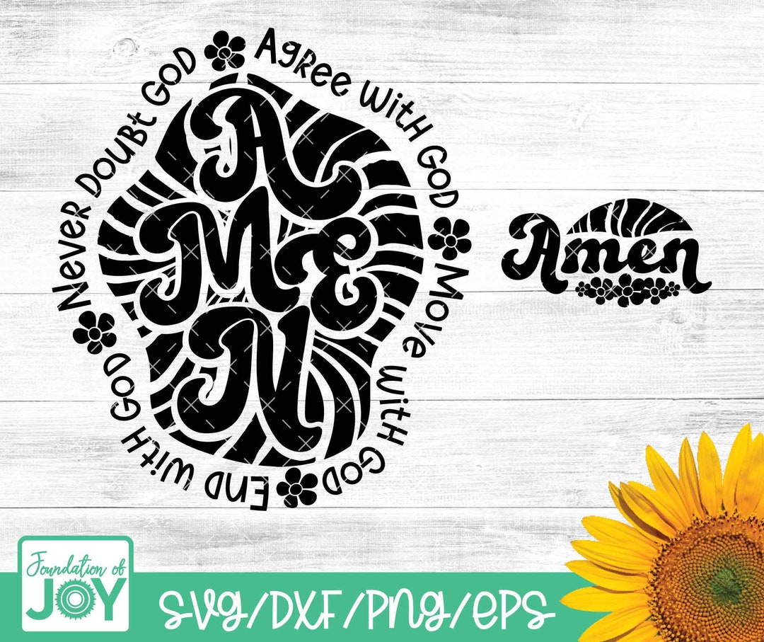 Amen Anagram Svg, Groovy Christian PNG, Floral Religious Svg, Faith ...