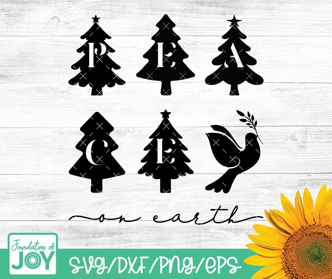 Peace on Earth Svg, Christmas Trees Svg, Dove Svg, Peace Svg, Christmas ...
