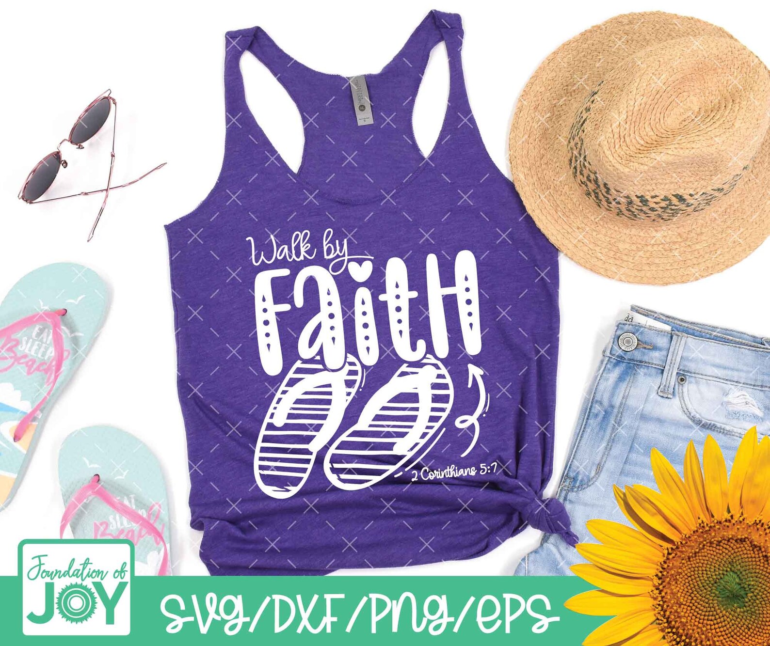 Walk by Faith Svg, Flip Flops Svg, Summer Svg, Beach Svg, Bible Verse ...