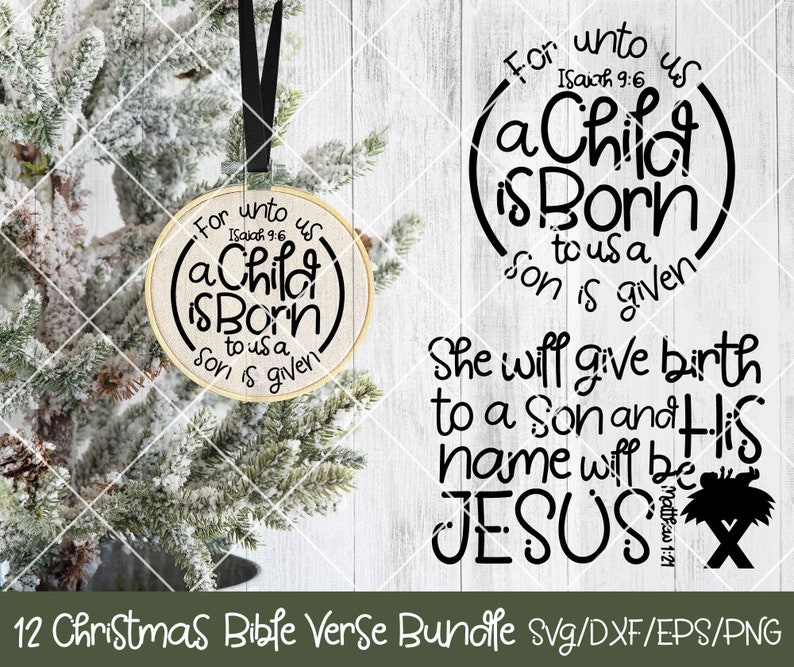 12 Christmas Bible Verse Bundle, Bible Verse Ornaments Svg, Christmas ...