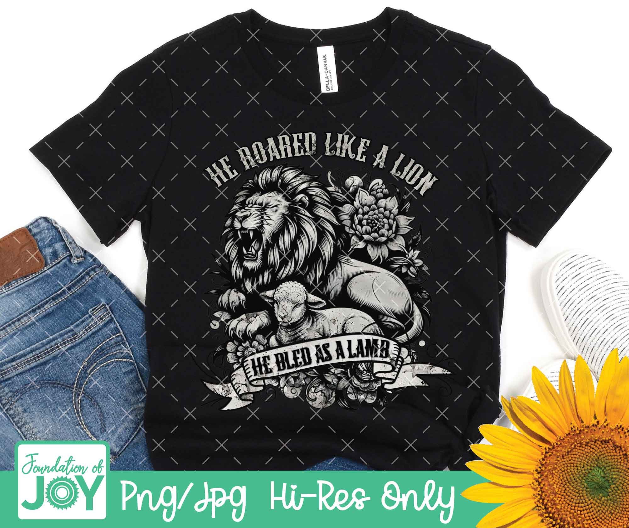He Roared as a Lion He Bled as a Lamb, Lion and Lamb Png, Vintage Jesus ...