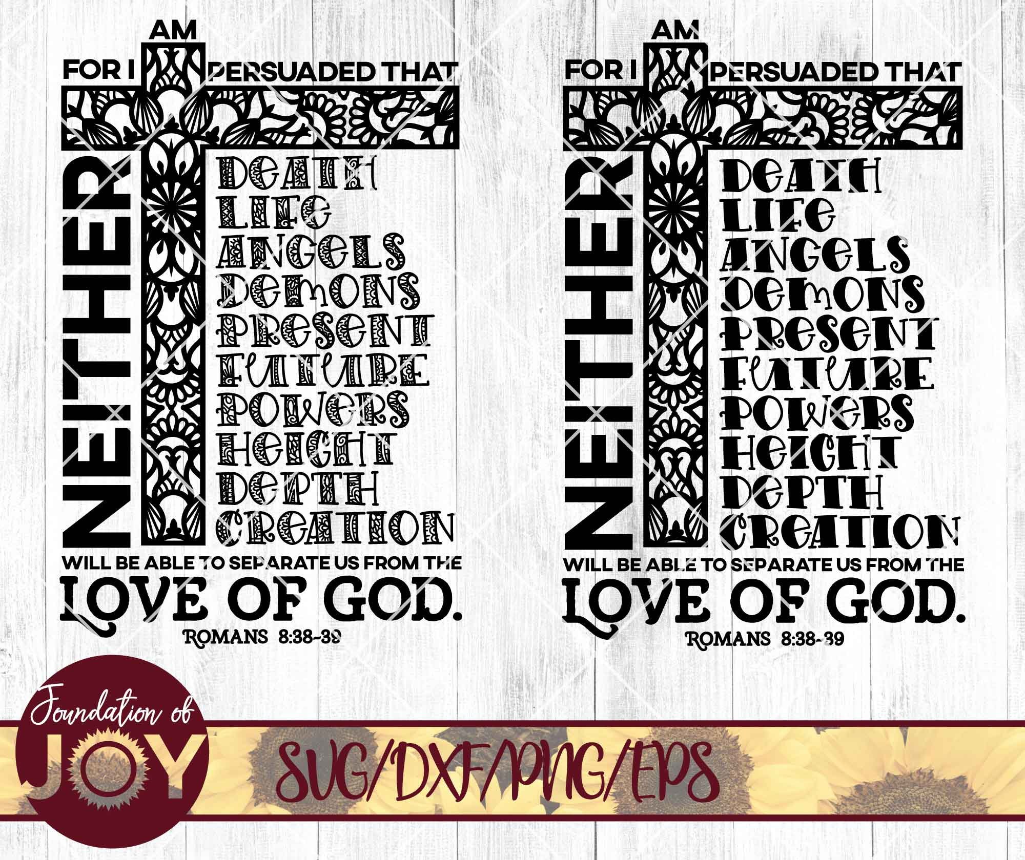 Bible Verse Svg Christian Svg Mandala Cross Svg Romans 8:38 - Etsy