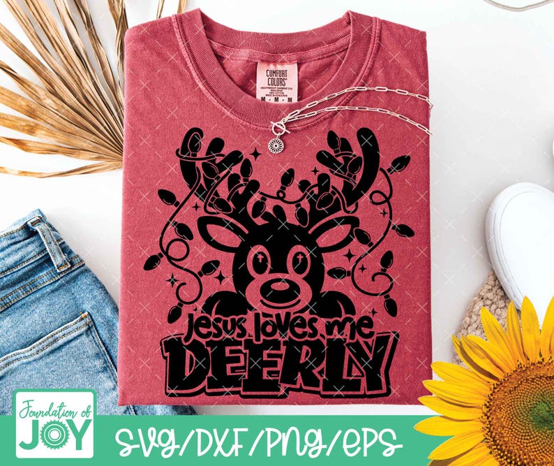 Jesus Loves Me Deerly Png, Coolest/ Cutest Reindeer, Christian ...