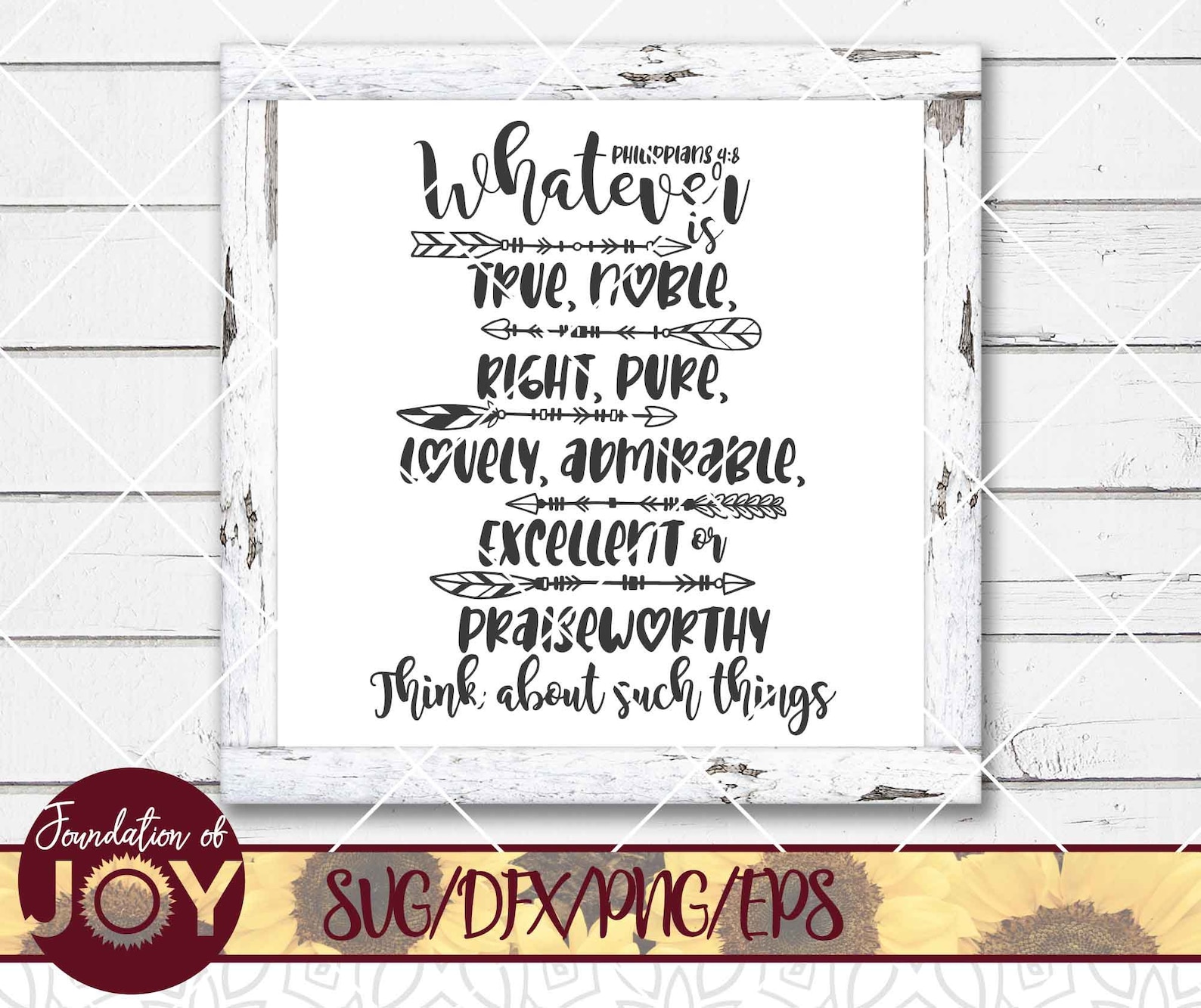 Whatever is true noble right pure lovely admirable | Etsy