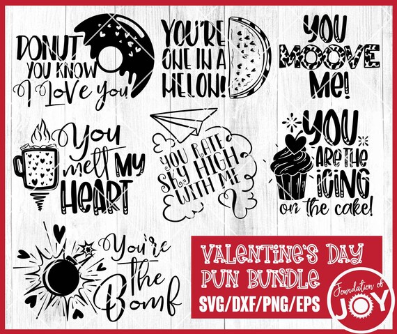 Valentine's Day Pun Bundle Svg Eps Dxf Png Valentine's | Etsy