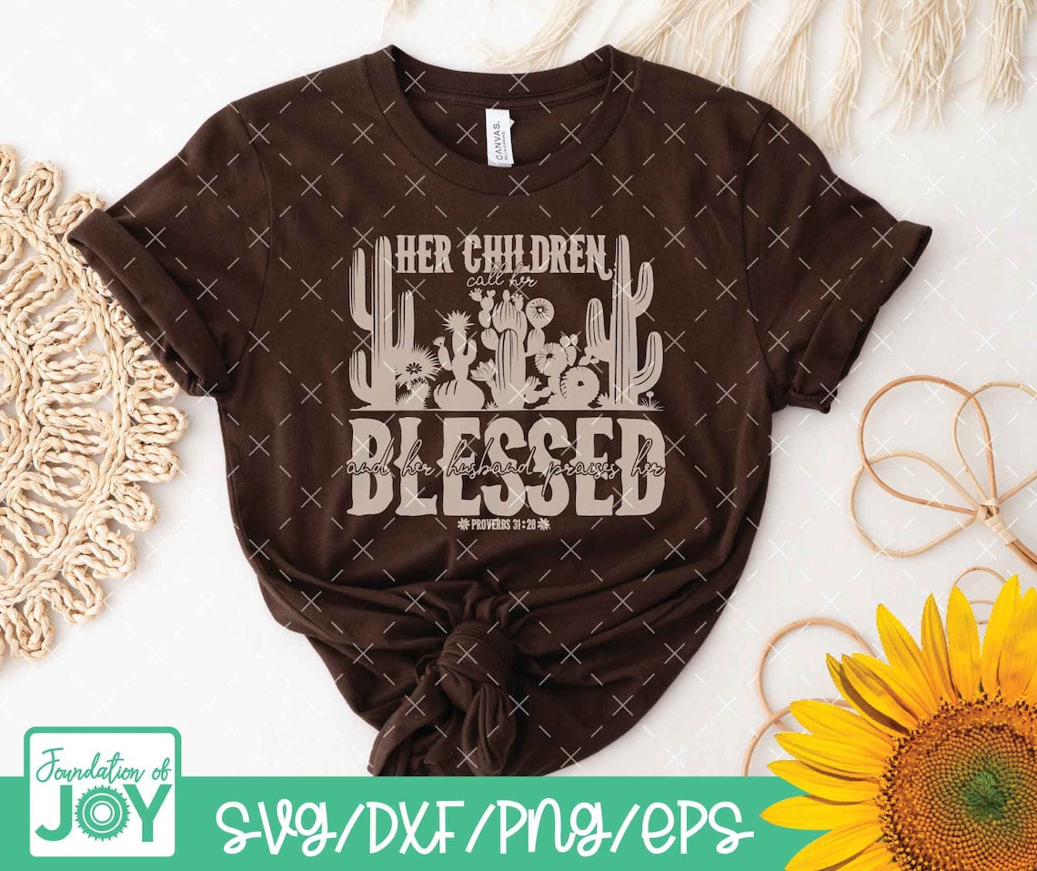 Her Children Call Her Blessed Svg, Mother's Day Png, Christian Country ...