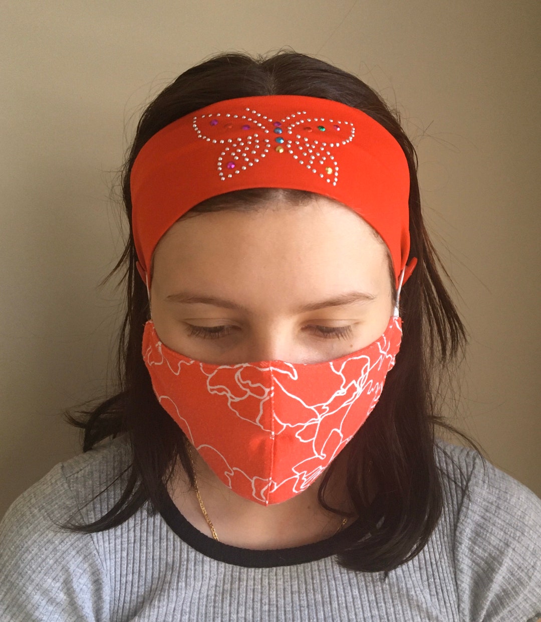 Button Headbands Ear Saver Head Band for Use With Face Masks Butterfly ...
