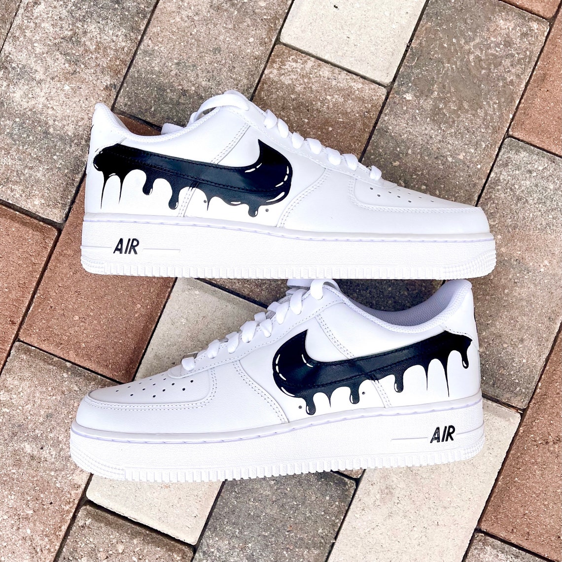 Black Drip Custom Air Force 1 Sneakers - Etsy