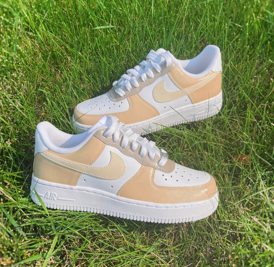 Custom Air Force 1 Colorblock Beige Neutral Custom Sneakers - Etsy