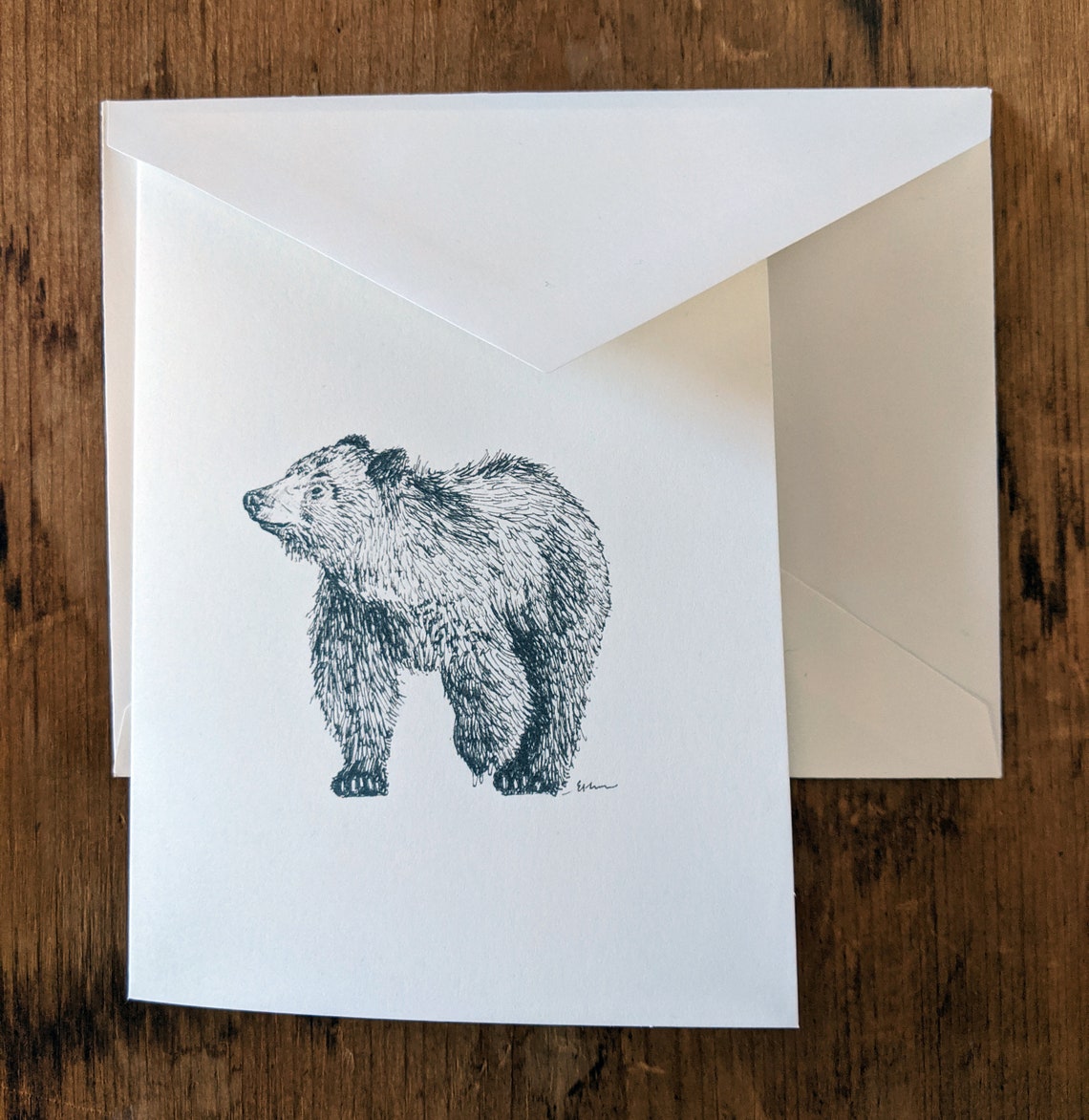 Blank Note Cards - Brown Bear - Etsy