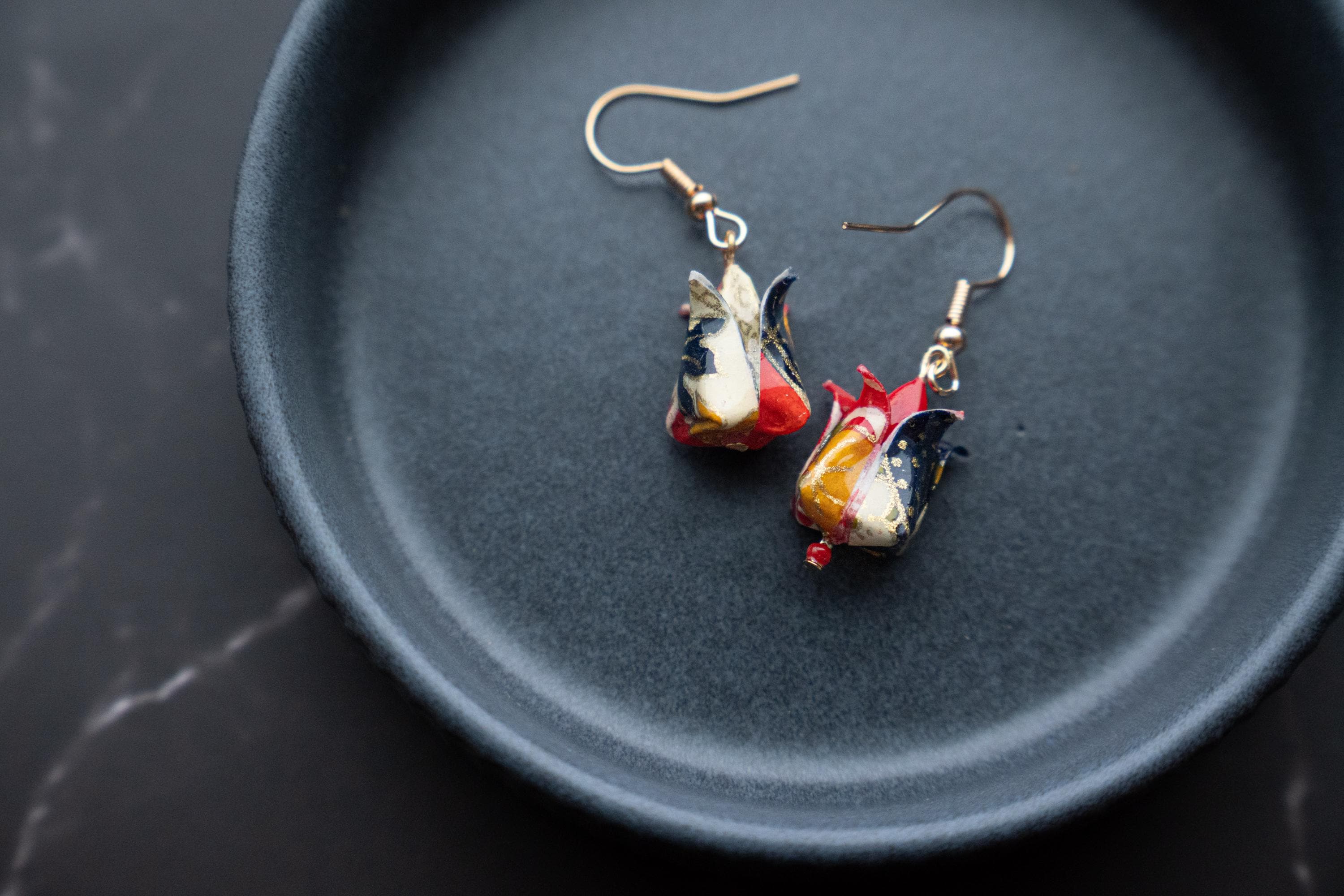 Origami Tulip Earrings: Japanese Washi Paper, Lightweight Dangles - Etsy