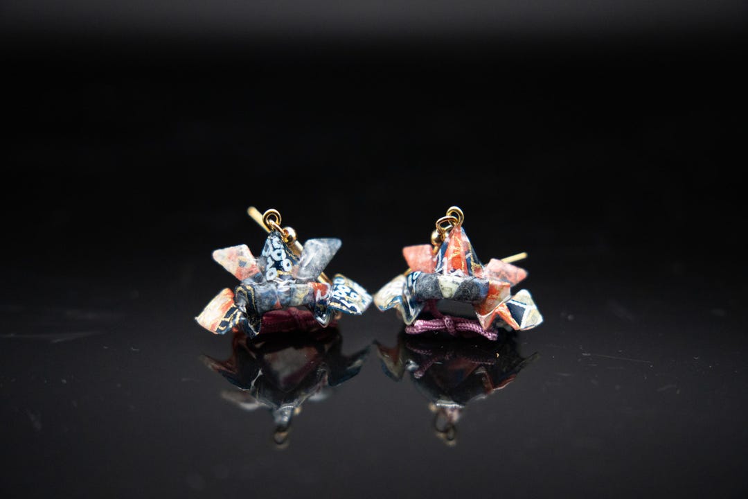 Origami Samurai Helmet Earrings: Chiyogami Paper Kabuto, Shogun ...
