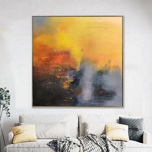 Original Abstract Wall Art Yellow Abstract Oil Painting on - Etsy