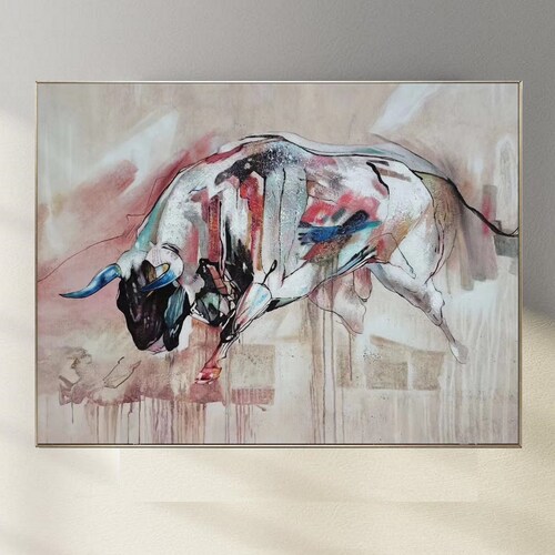 Large Animal Abstract Paintinglarge Bull Painting Original - Etsy