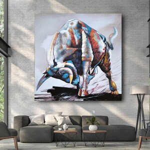 Large Animal Abstract PaintingLarge Bull Painting Original | Etsy