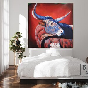 Large Bull Painting Original Bull Painting,large Animal Abstract ...