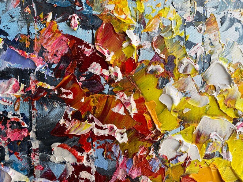 Blue Abstract Painting Knife Paintinglarge Abstract - Etsy