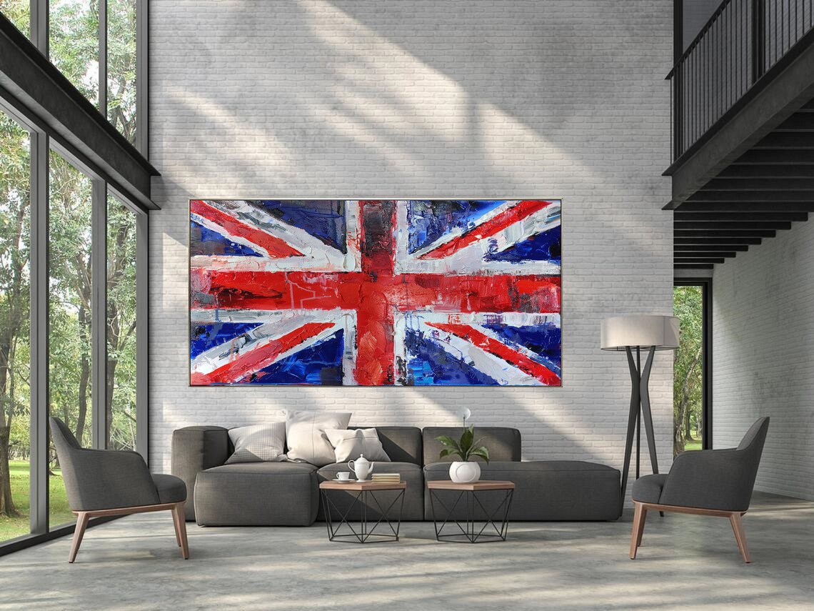 British Flag Paintingpaintings on Canvaslarge Abstract - Etsy
