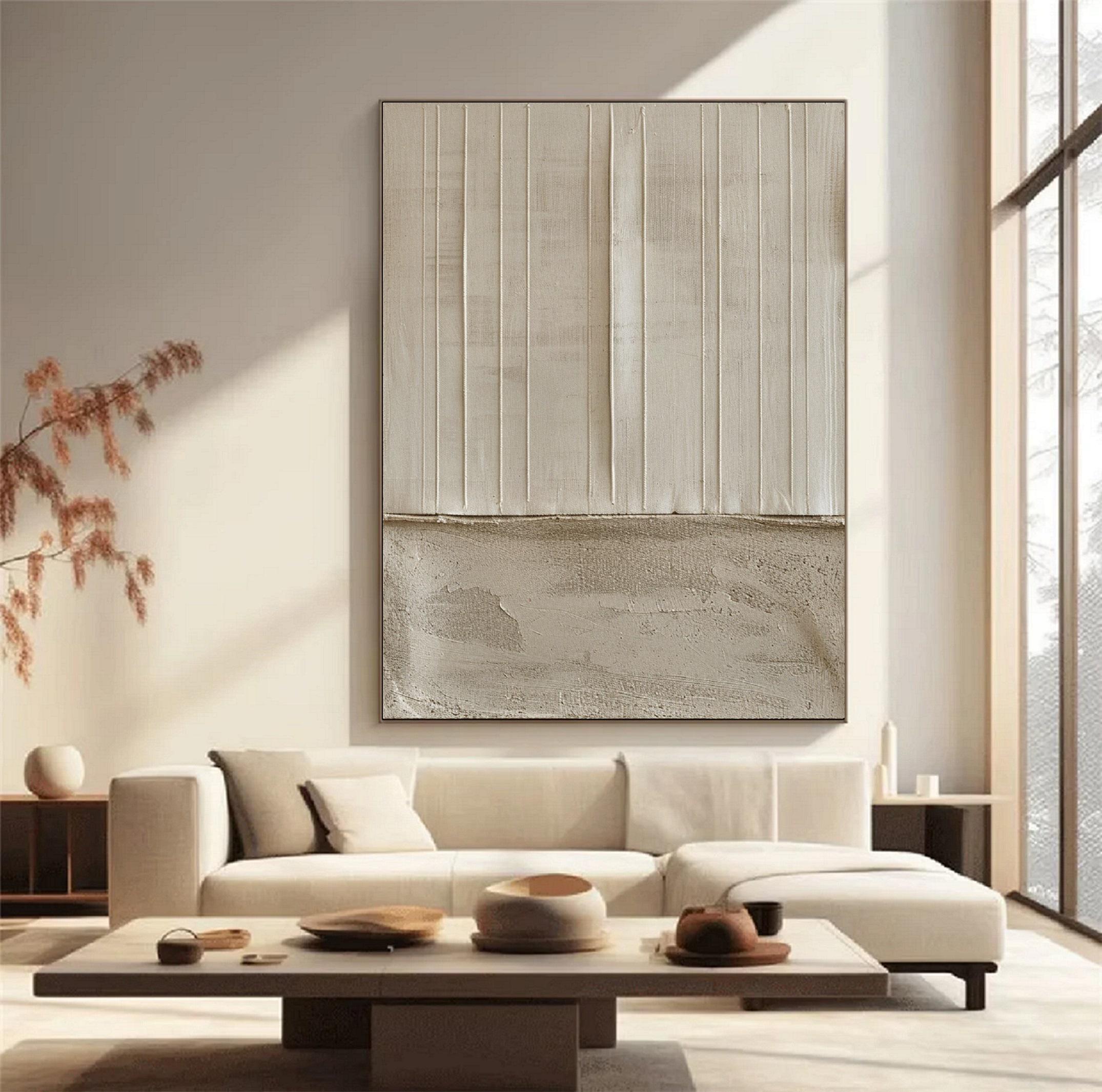 White Minimalist Texture Abstract Art,white 3D Texture Wall Art,beige ...