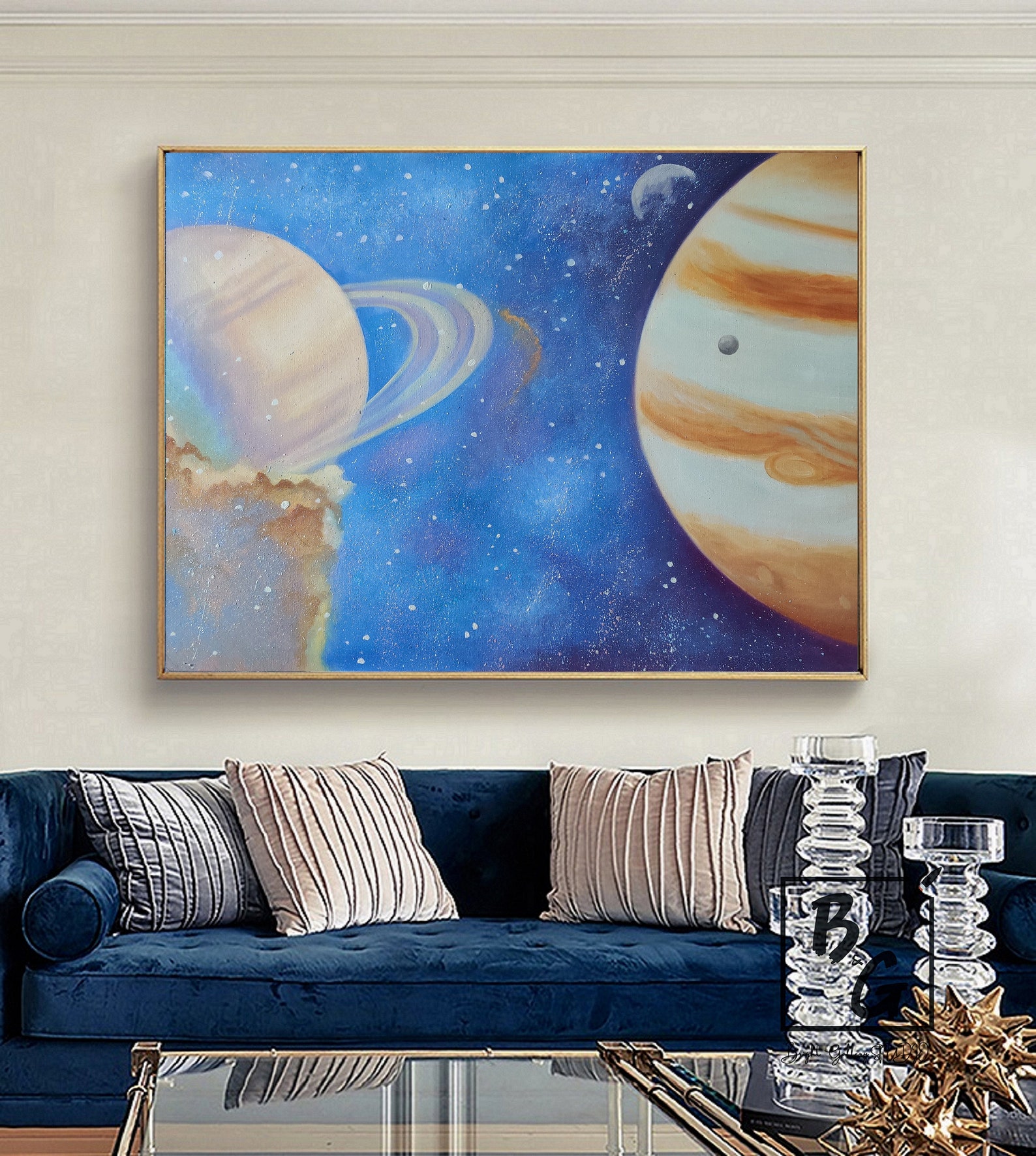 Jupiter Space Oil Painting Large Abstract Paintingmodern | Etsy