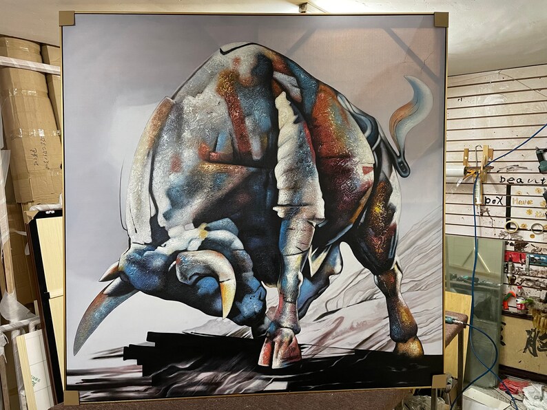 Large Animal Abstract Painting,large Bull Painting Original Bull ...