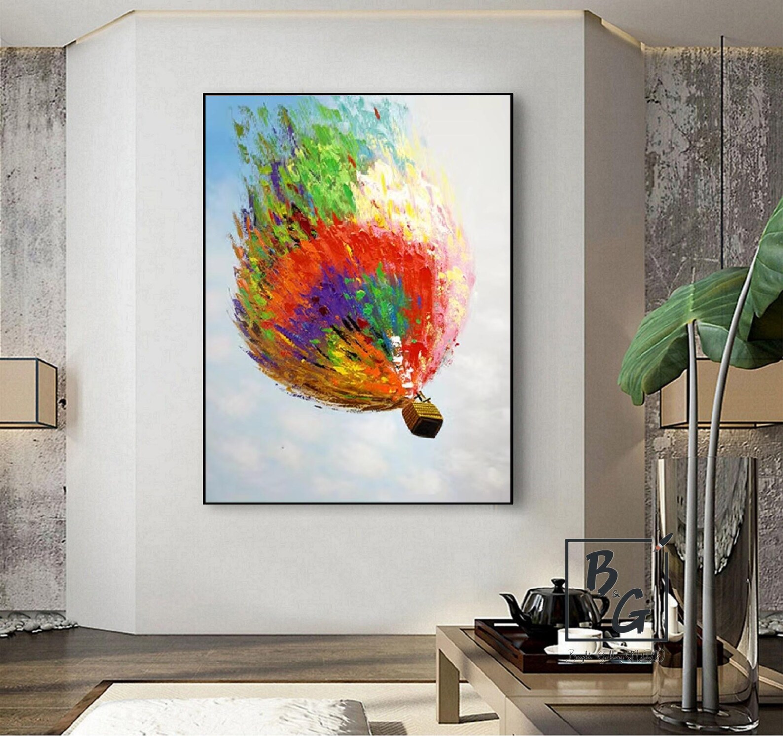 Hot Air Balloon Abstract Painting,abstract Handmade Painting,sofa Wall ...