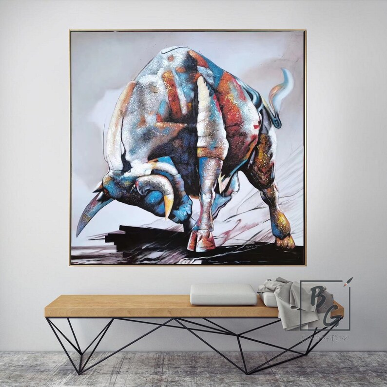 Large Animal Abstract Paintinglarge Bull Painting Original - Etsy